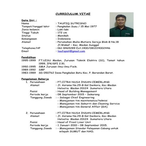 CURRICULUM VITAE 2016 | DOC