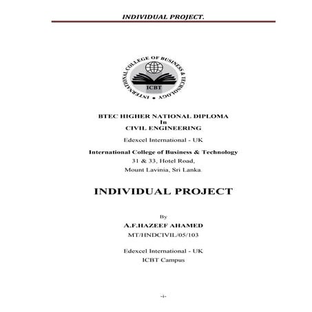 Approved INDIVIDUAL PROJECT | PDF