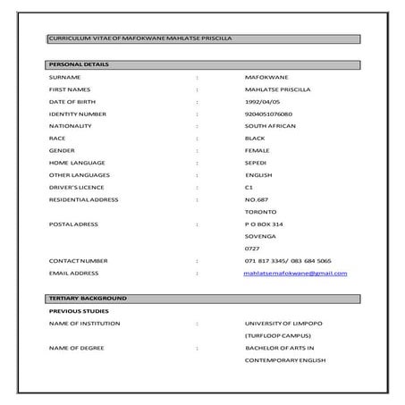 MAHLATSE CV - LP | DOCX
