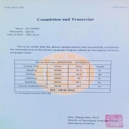 Korean Language Transcript | PDF