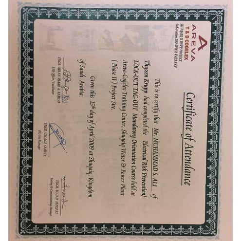 Areva Training Certificate | PDF