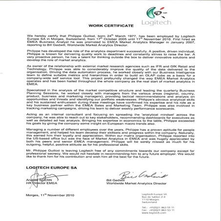 Reference Letter Logitech | PDF