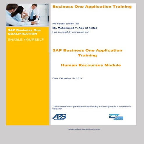 SAP Business One Consultant-MHD-Failat (1) | PDF
