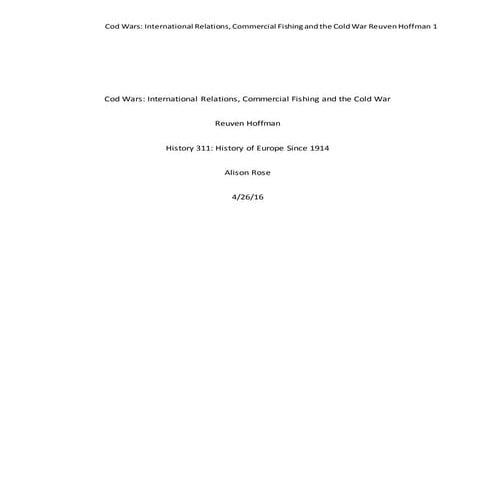 Cod Wars | DOCX | Fishing Sports | Sports