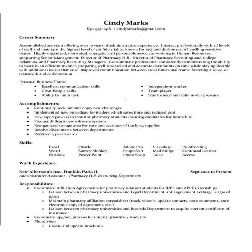 Cindy S Marks resume 2015 | PDF
