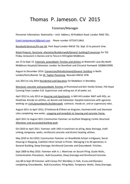 Tom Jameson CITB Cards. | PDF