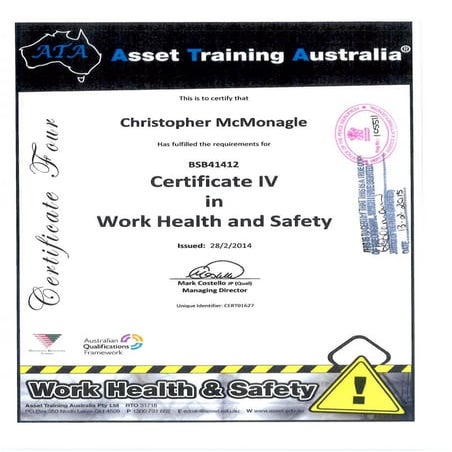 Cert IV Work Health and Safety | PDF