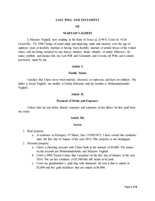 Trust deed for establishment of a temple