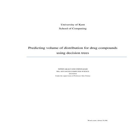 Predicting volume of distribution for drug compounds using decision trees | PDF | Pharmaceutical ...