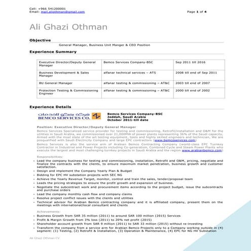 ALi Othman CV - Sep 2016 | PDF