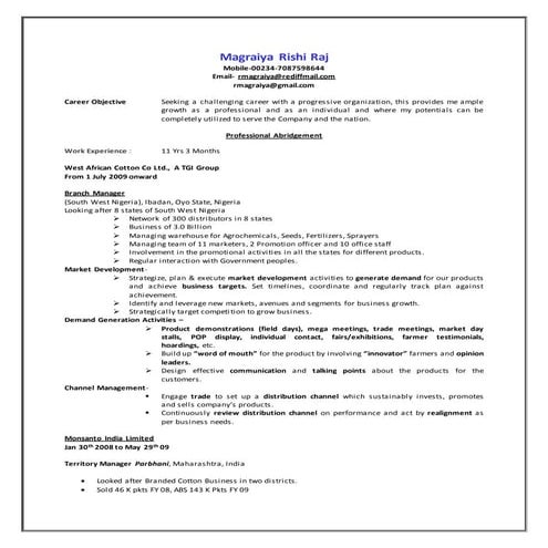 MAGRAIYA RISHI RAJ CV | PDF