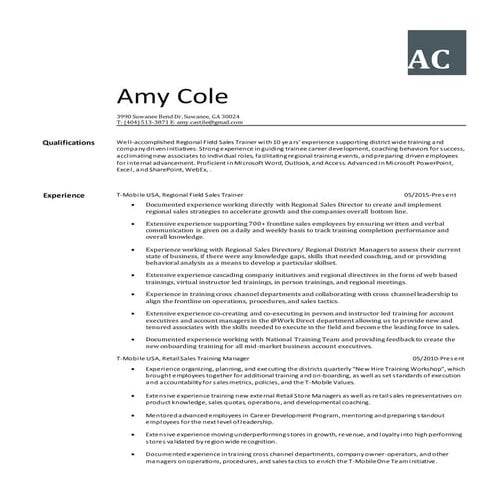 Amy Cole Resume 2016 | DOCX
