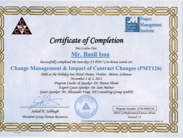 Certificate of Completion - Change Managment & Impact of Contract Cha…