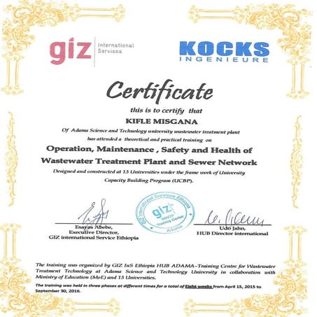 WWTP Operation and Maintenace Certificate | PDF