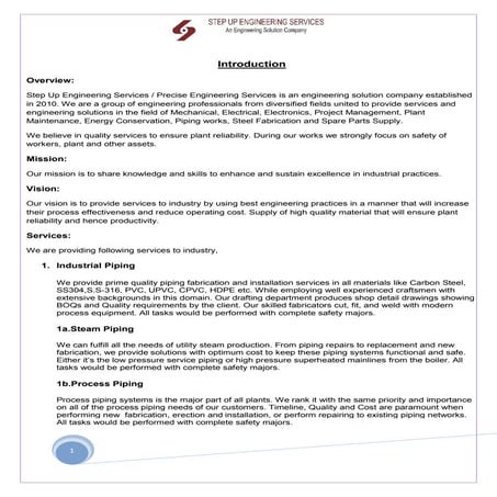 STEP UP ENGINEERING SERVICES PROFILE | PDF