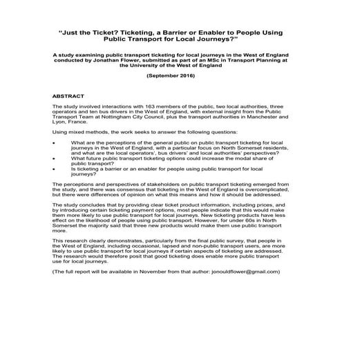 Just the Ticket - Research Abstract | PDF