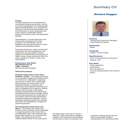 Richard Heggen - 1 Page CV | DOC