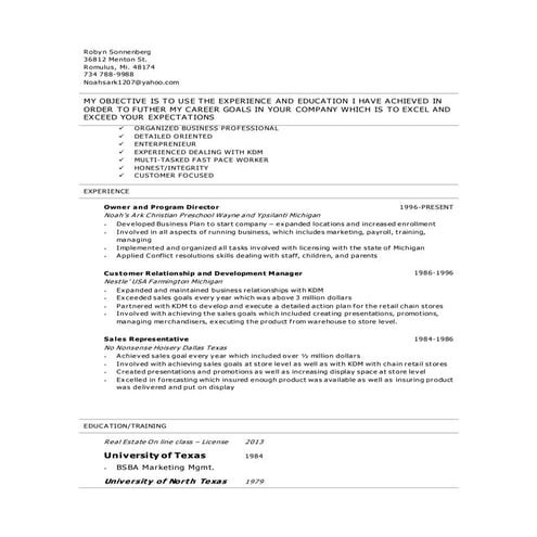 Robyn's resume | DOCX | Business | Business and Finance