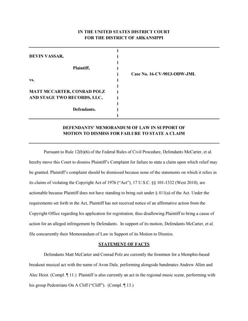 Motion to dismiss under rule 12(b)(5) for insufficient service of process | PDF