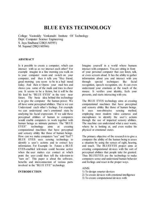 Blue Eyes Technology Abstract | PDF