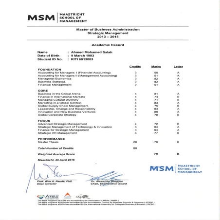 Ahmed SalahTranscript | PDF