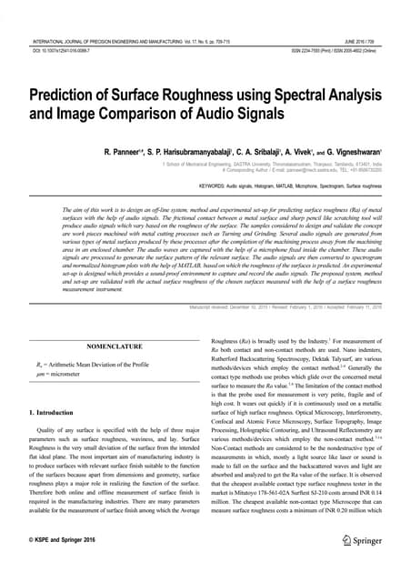 SURFACE ROUGHNESS MEASUREMENT. -PPTS.pptx | Physics | Science