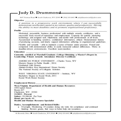 Judy's Resume 1 | DOCX