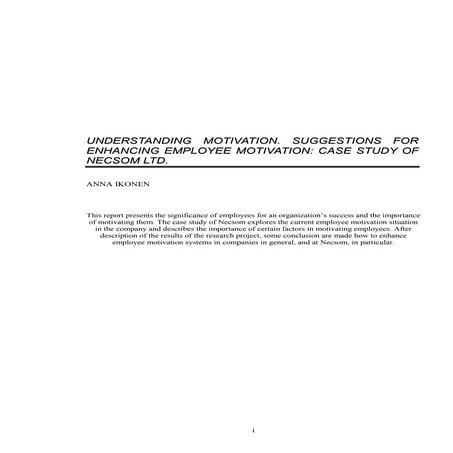 Motivation at work (research study) | PDF