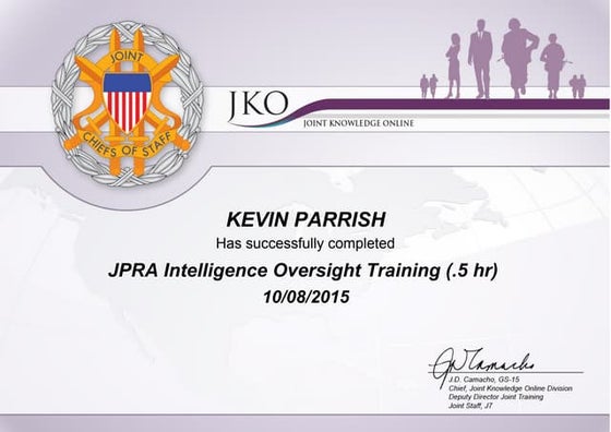 Joint Intelligence Oversight Awareness Training | PDF