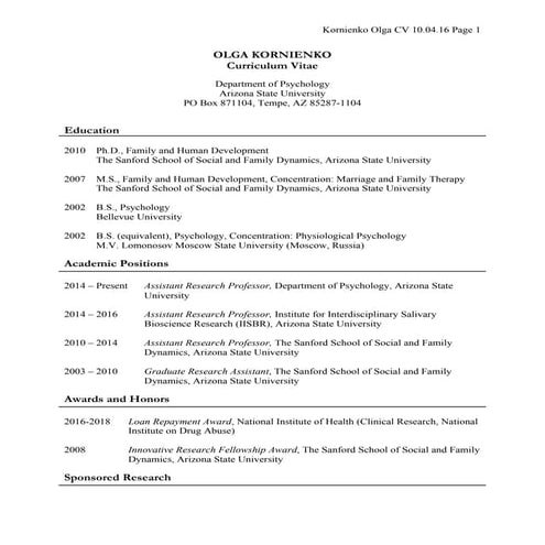 Kornienko Olga CV website | PDF