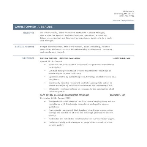 chris resume12.04.15 | Dining Out | Food & Drink