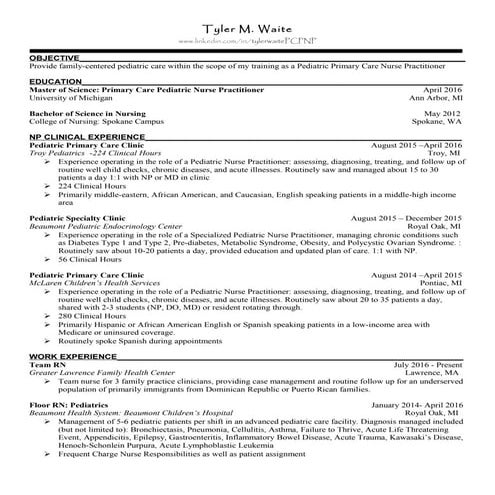 Resume - Tyler Waite, PCPNP - LinkedIn | PDF