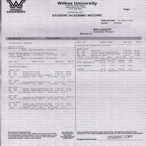 Guarriello Wilkes Transcript #1 | PDF