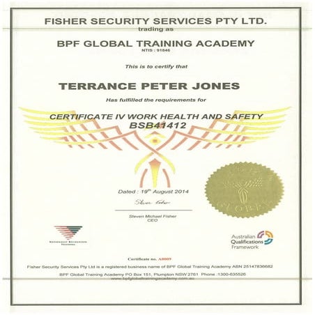 Certificate IV - WHS | PDF