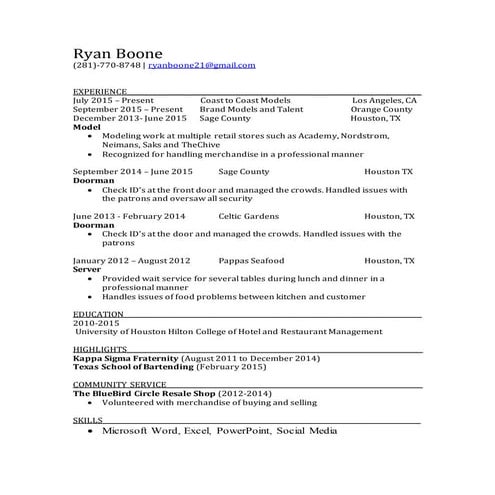 Joshua Benedict Resume | DOCX