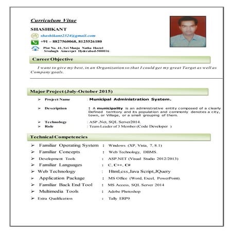 new shashi resume | DOCX | Web Development | Internet