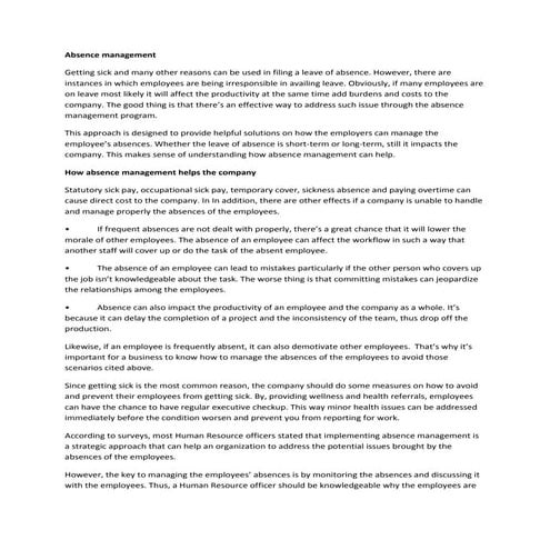 Absence management | PDF