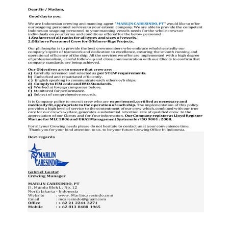 Crewing Agency Proposal | DOCX