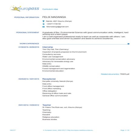 CV-ESP-Europass-20170119-Madanga-EN | PDF