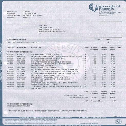 UOP Transcrips | PDF