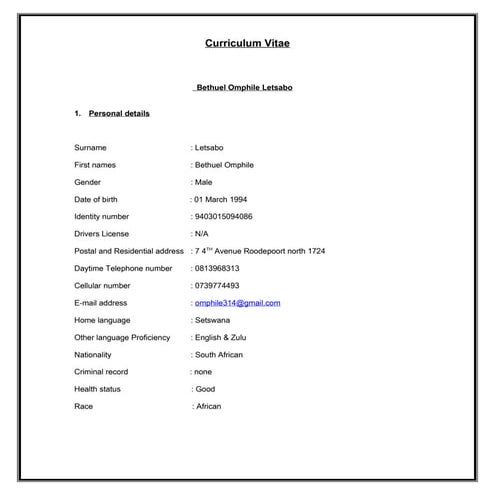 cv omphile letsabo | DOC