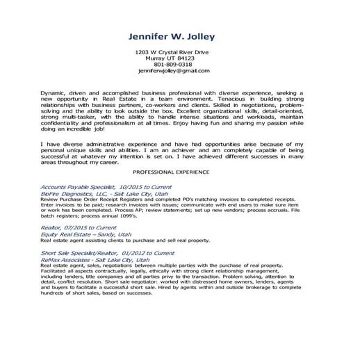 Jennifer Jolley Resume 2016 | DOCX