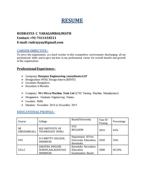 HVAC Engineer Resume | DOCX