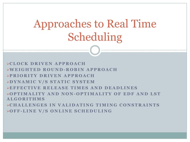 Approaches To Real Time Scheduling Pptx Computer Software And