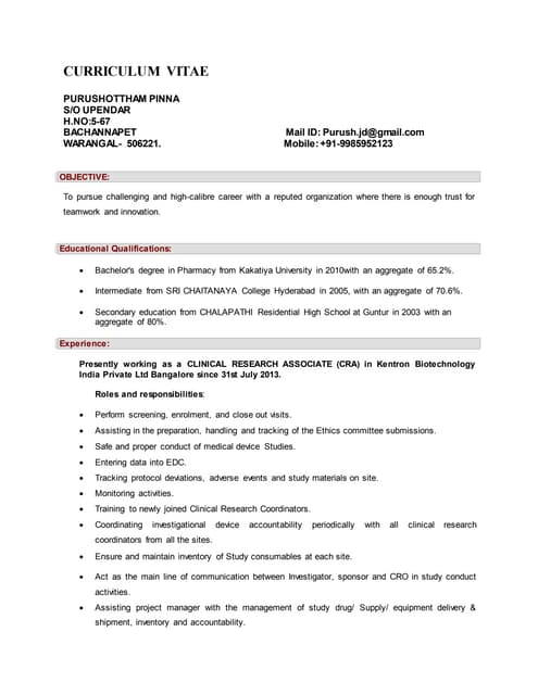 MSc fresher resume | DOC