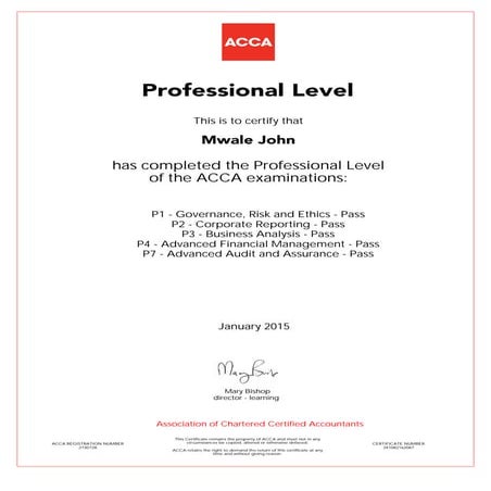 ACCA Certificate | PDF