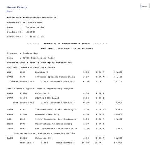 Unofficial Transcript Spring 2016 | PDF