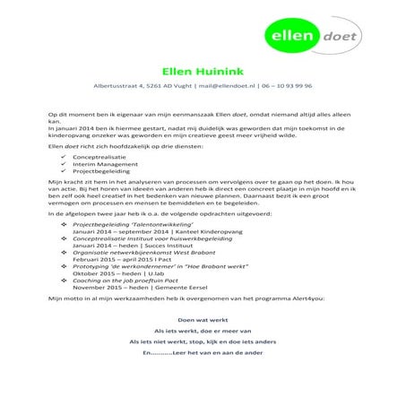 CV Ellen Huinink | PDF