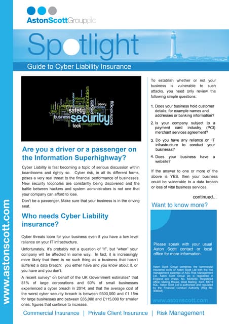 Cyber Insurance - The Basics | PPT