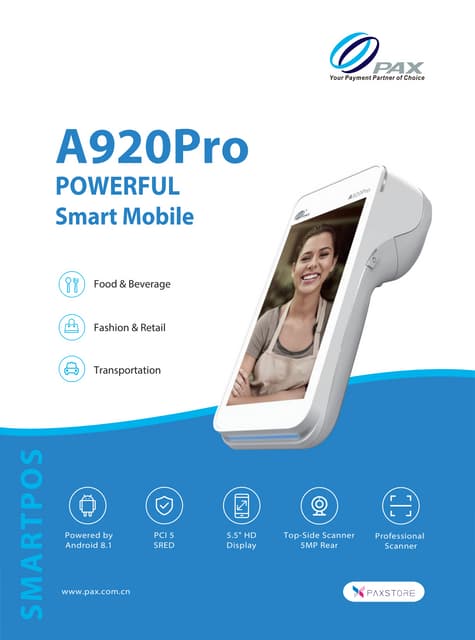 A920 Android SmartPOS by PAX Technology | PDF